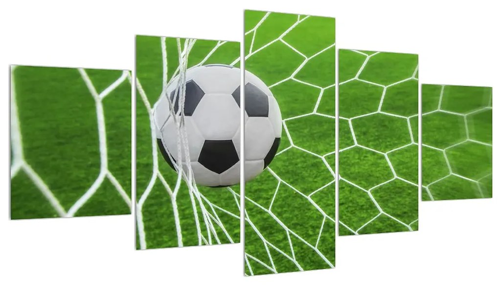Obraz fotbalového míče v síti (150x80 cm)