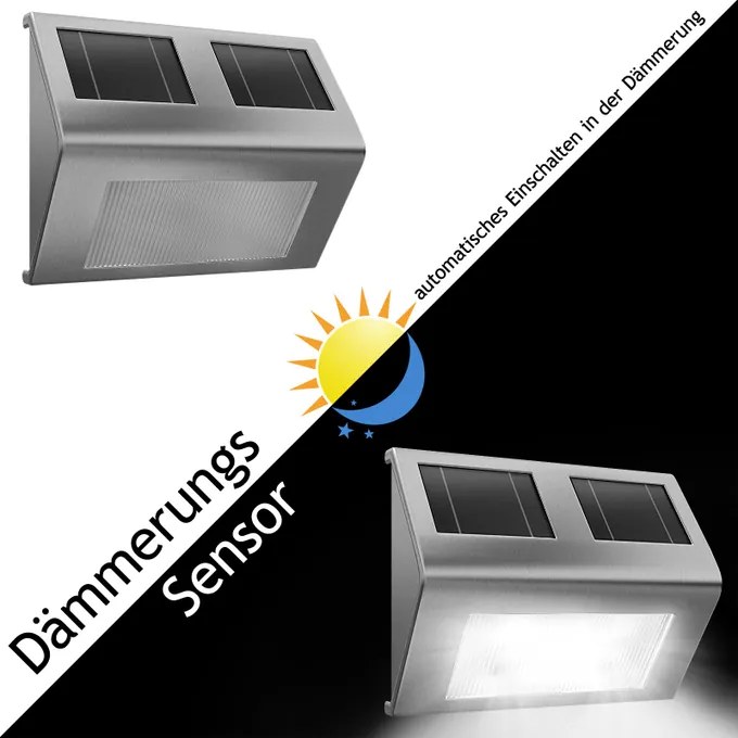 LED solární nástěnné osvětlení nerezové 101594
