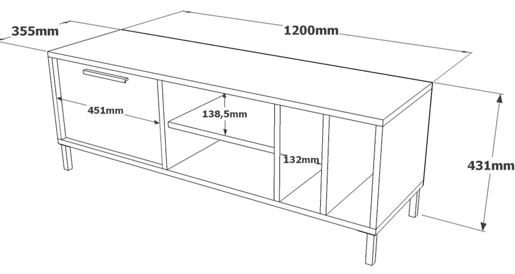 KALUNE DESIGN Dřevěný TV stolek KERT světlý 956LCS1635