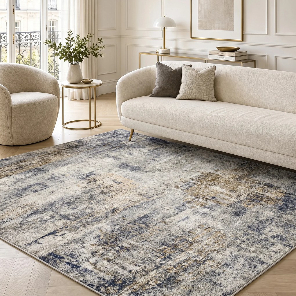 HOMCOM omyvatelný koberec s abstraktním vzorem, 200 × 140 cm, šedá