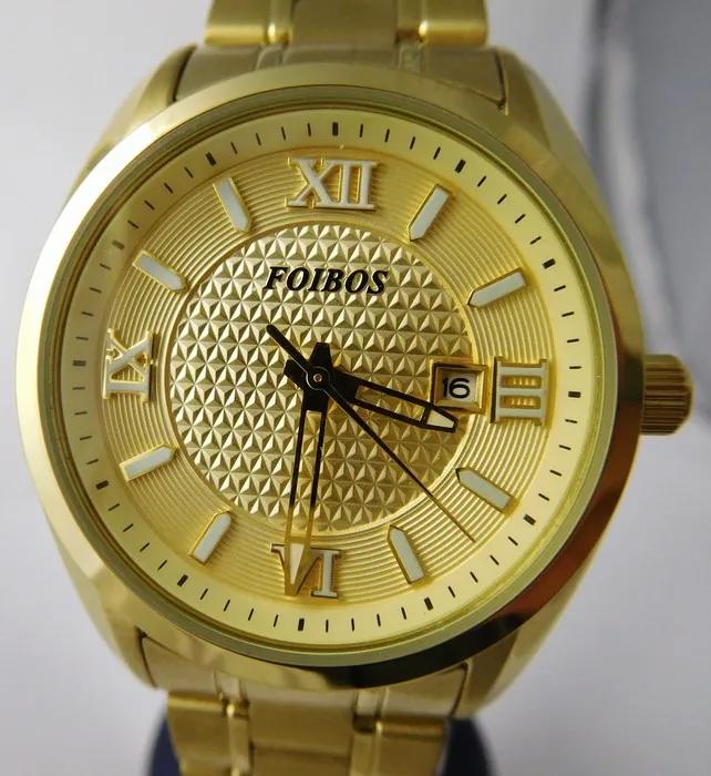 Foibos Dámské ocelové pozlacené hodinky Foibos 1Y43.1 s římskými číslicemi
