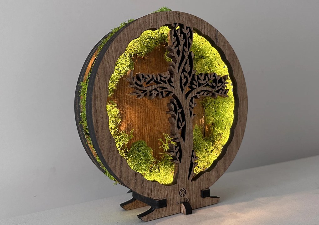 Li-Go "Kříž v mechu" lampa 20x22 cm provedení povrchu: ořech
