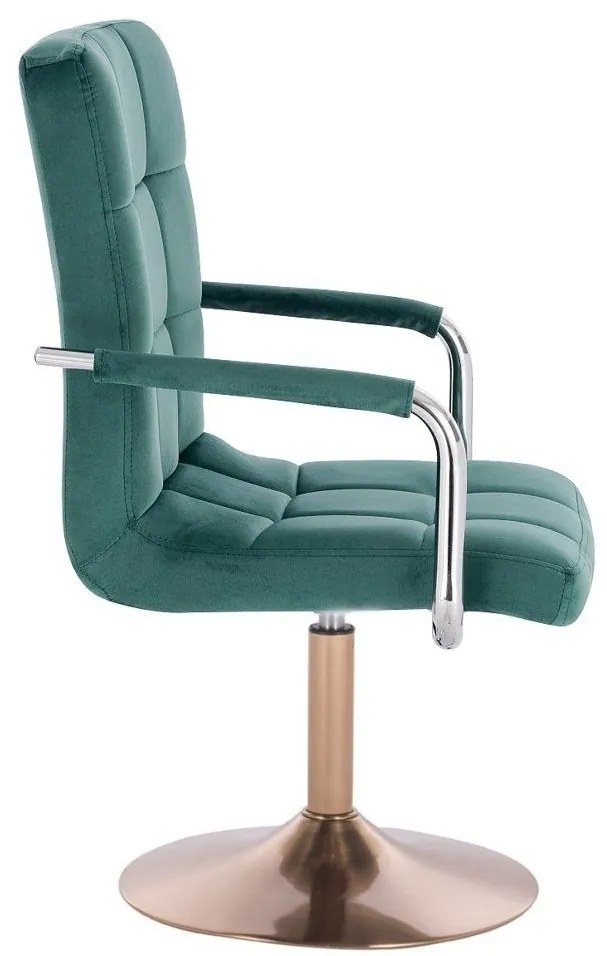 LuxuryForm DESIGN Otočná židle VERONA VELUR na zlatém talíři - zelená