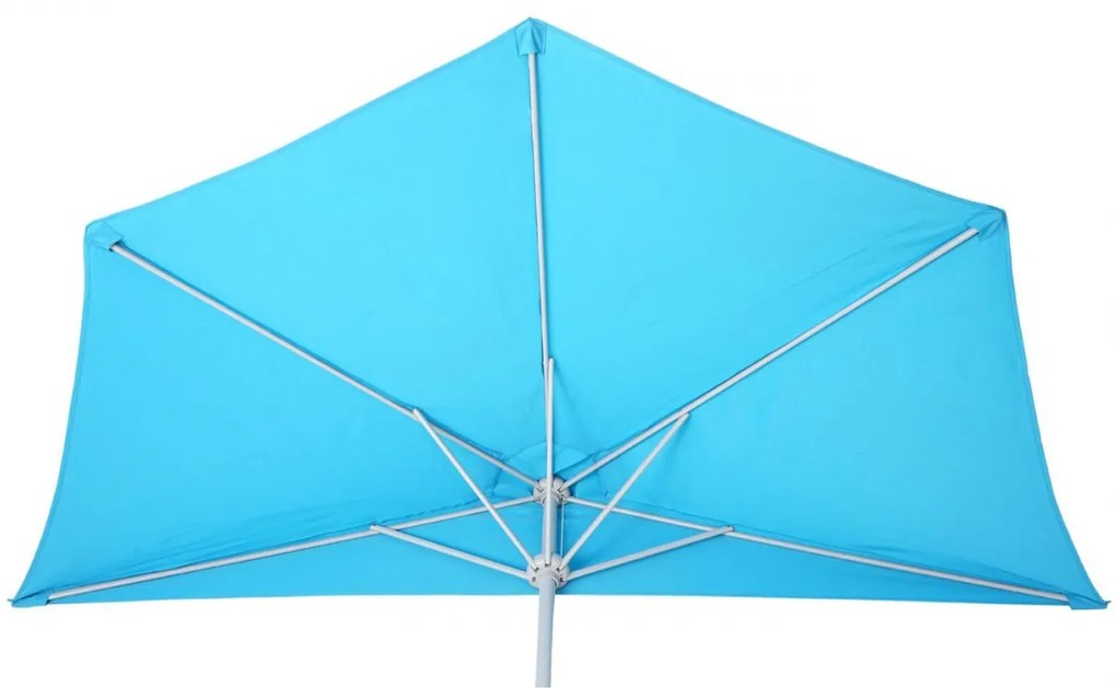 Slunečník půlkruh Parla - polyester/hliník - 300cm tyrkysová se stojanem