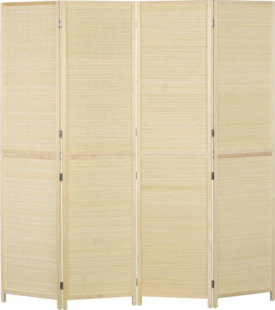 HOMCOM Bambusový paravan do interiéru 4 panely 180 x 180 cm - Přenosný paravan