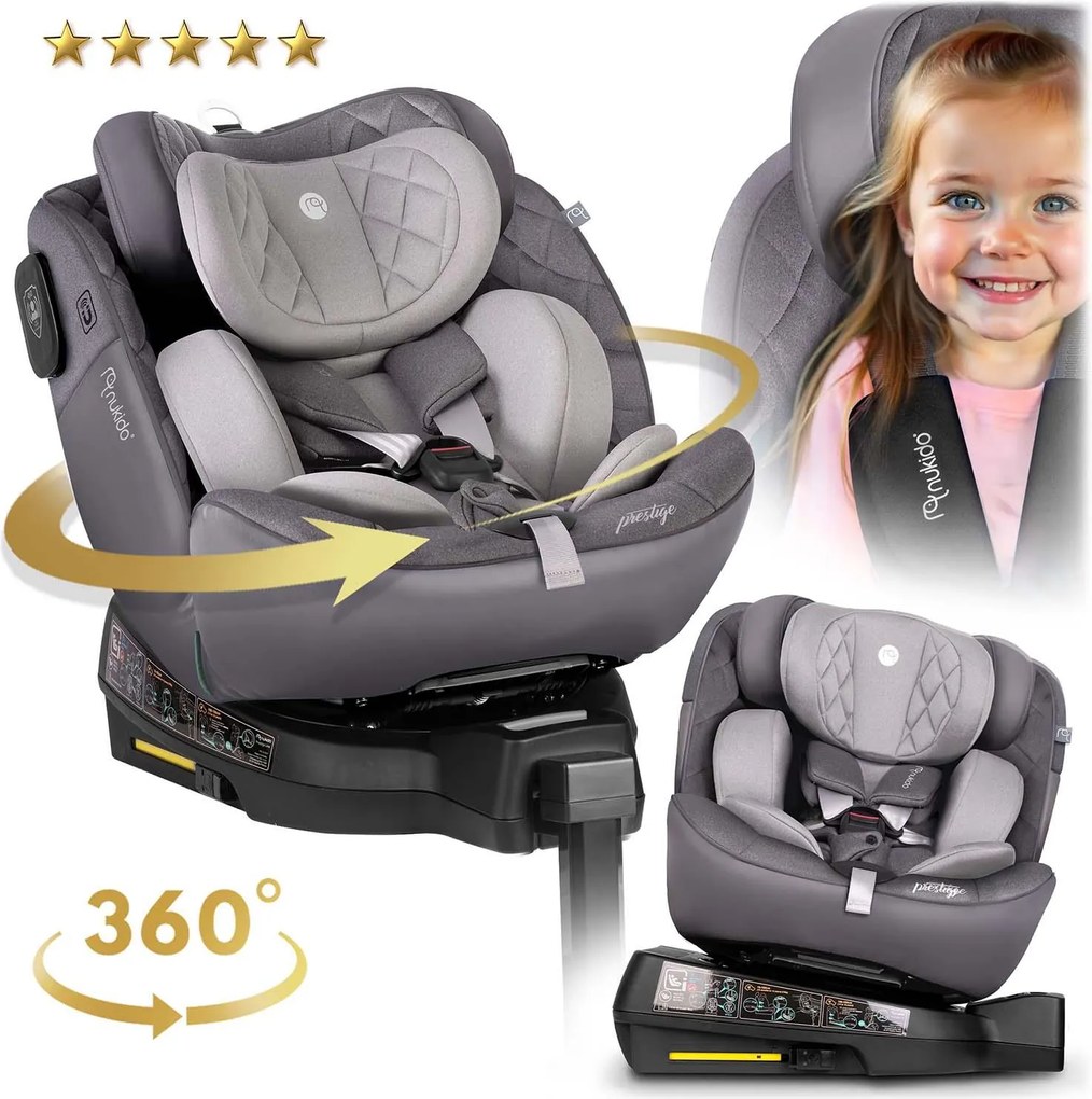 Autosedačka ISOFIX, 0-36kg, šedá | Nukido Prestige