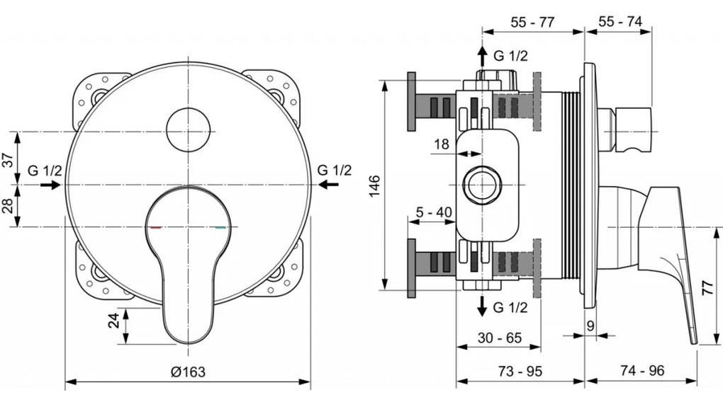 Ideal Standard Cerabase - Vanová baterie podomítková, chrom A7395AA