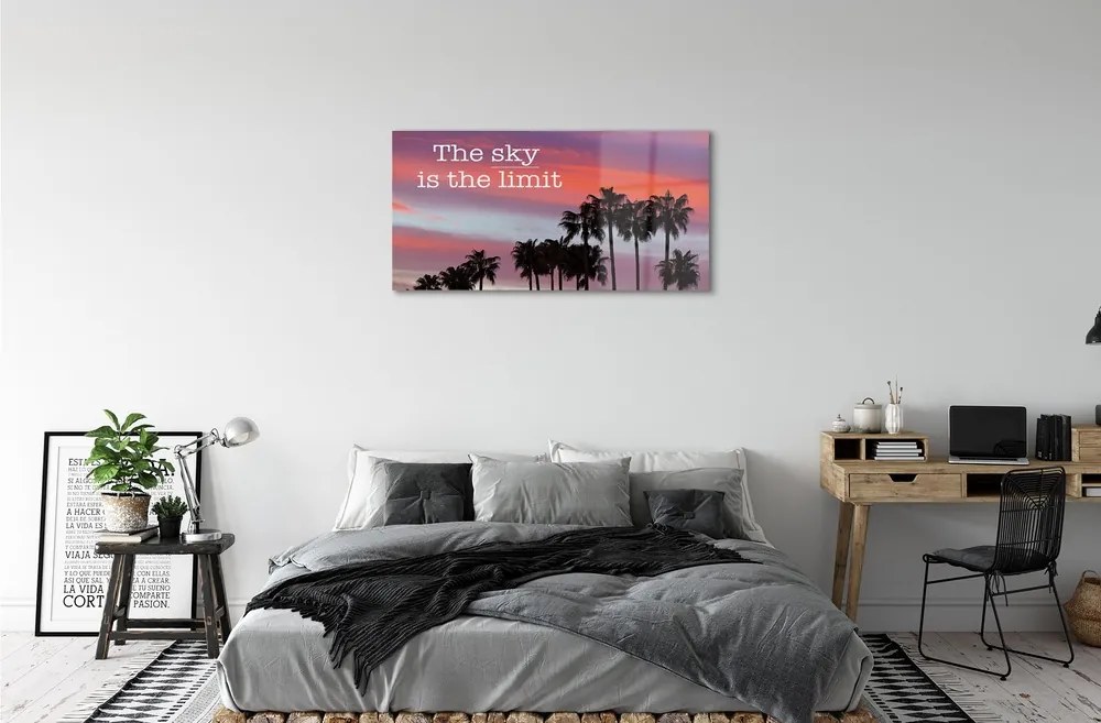 Obraz na skle Palm západu slunce 100x50 cm