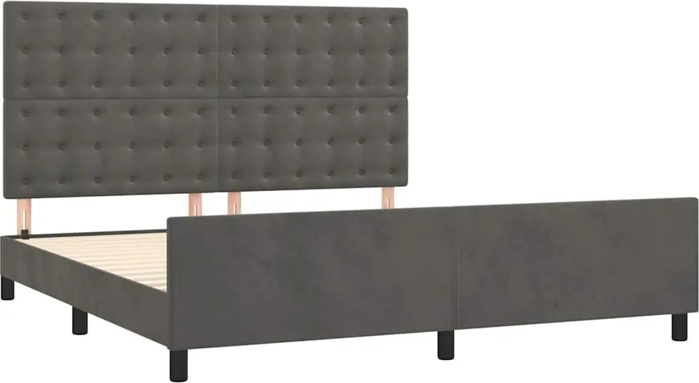Rám postele s čelem tmavě šedý 180x200 cm samet 3126014