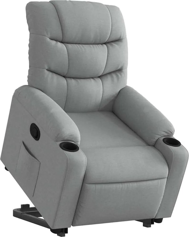 Zvedací polohovací křeslo světle šedé textil 3206645