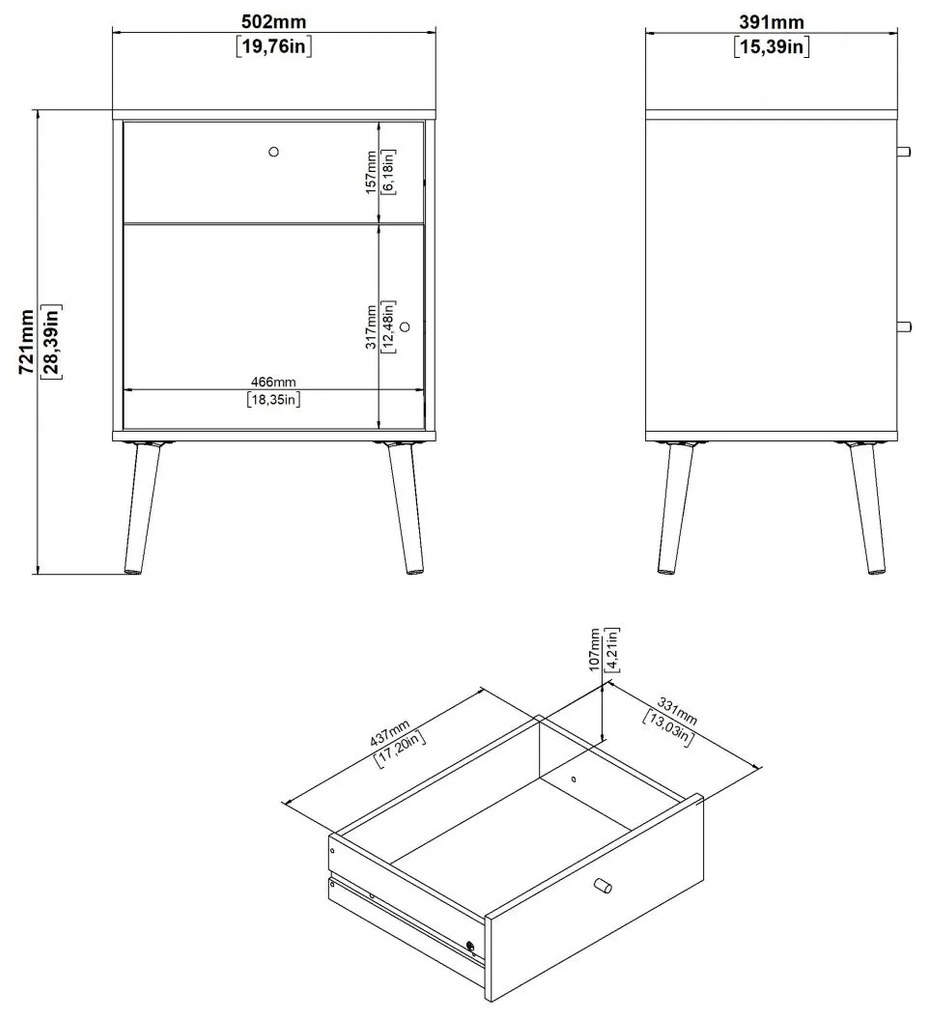 Tvilum Noční stolek Boaz 123 bílá