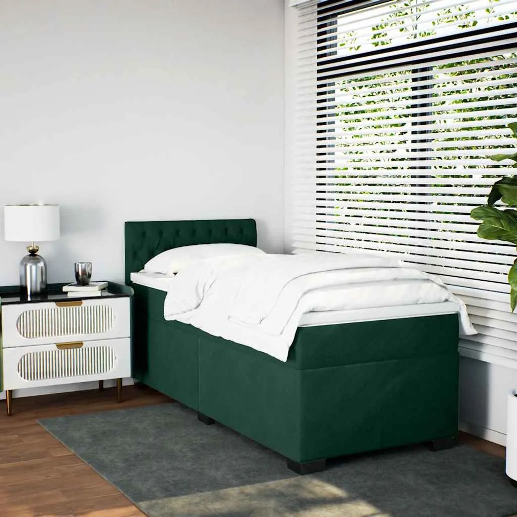Box spring postel s matrací tmavě zelená 80 x 200 cm samet 3288471
