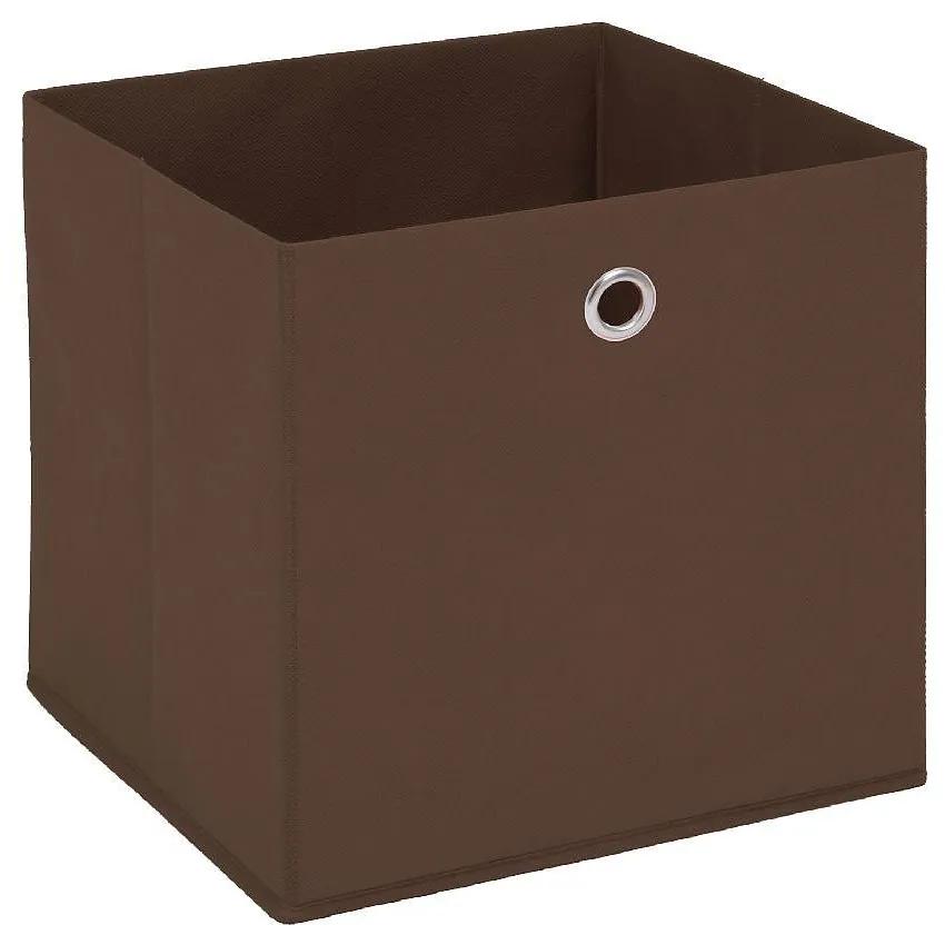 Látkový úložný box Heli 4 - hnědý, textilie / kov, hnědá