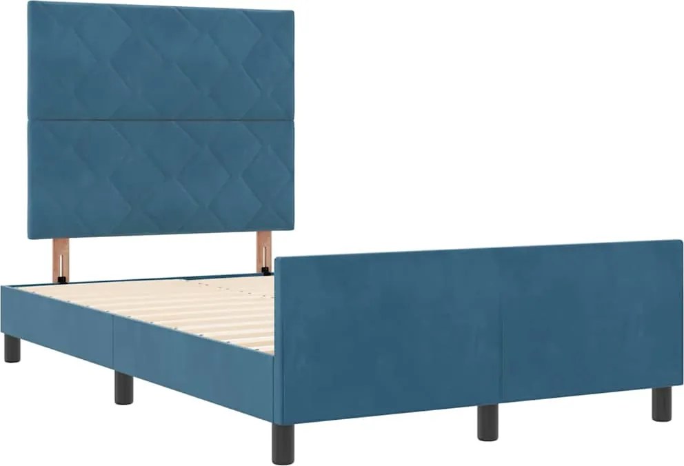 Postel s boxspringem s čelo Tmavě modrá 120 x 200 cm samet 3345003