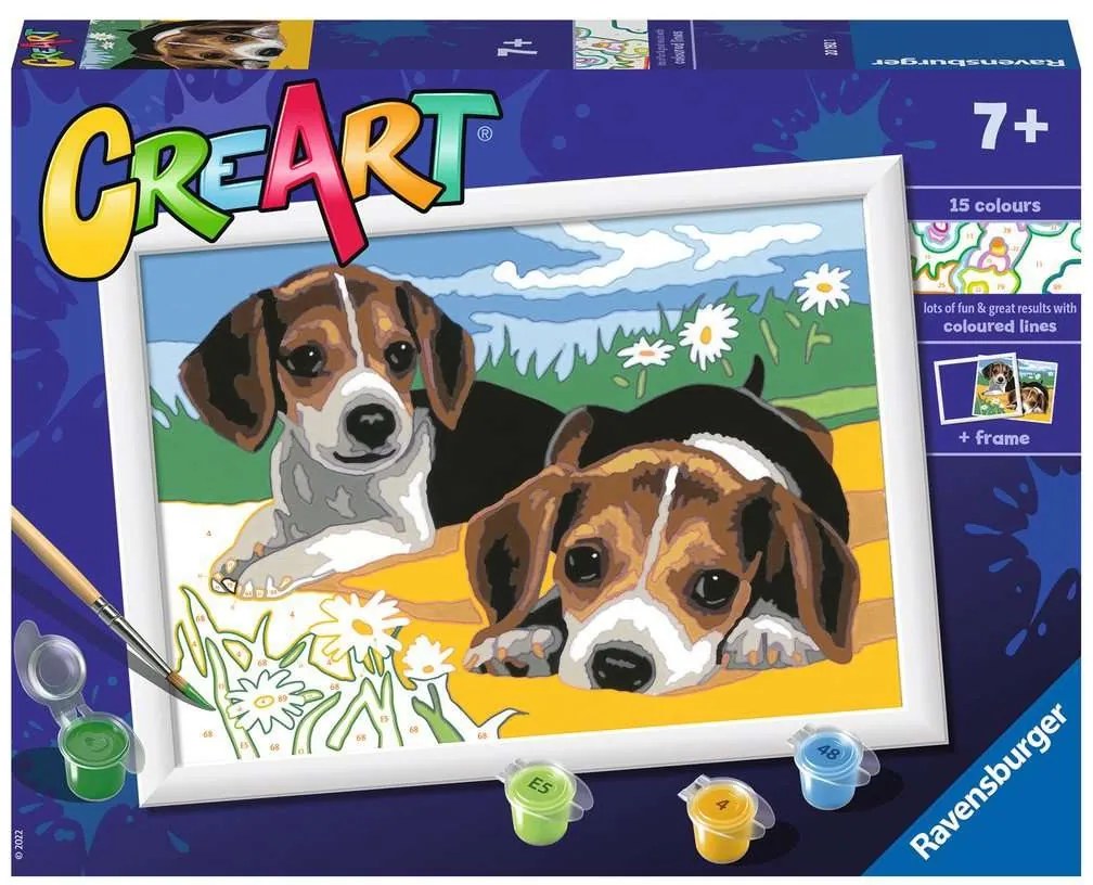 Malování podle čísel ravensburger kreativní a výtvarné hračky 201921 creart štěňata jack russella