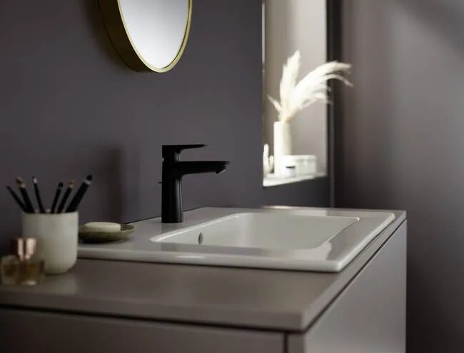 Hansgrohe Talis E, páková umyvadlová baterie 110 CoolStart s odtokovou soupravou s táhlem, černá matná, 71713670