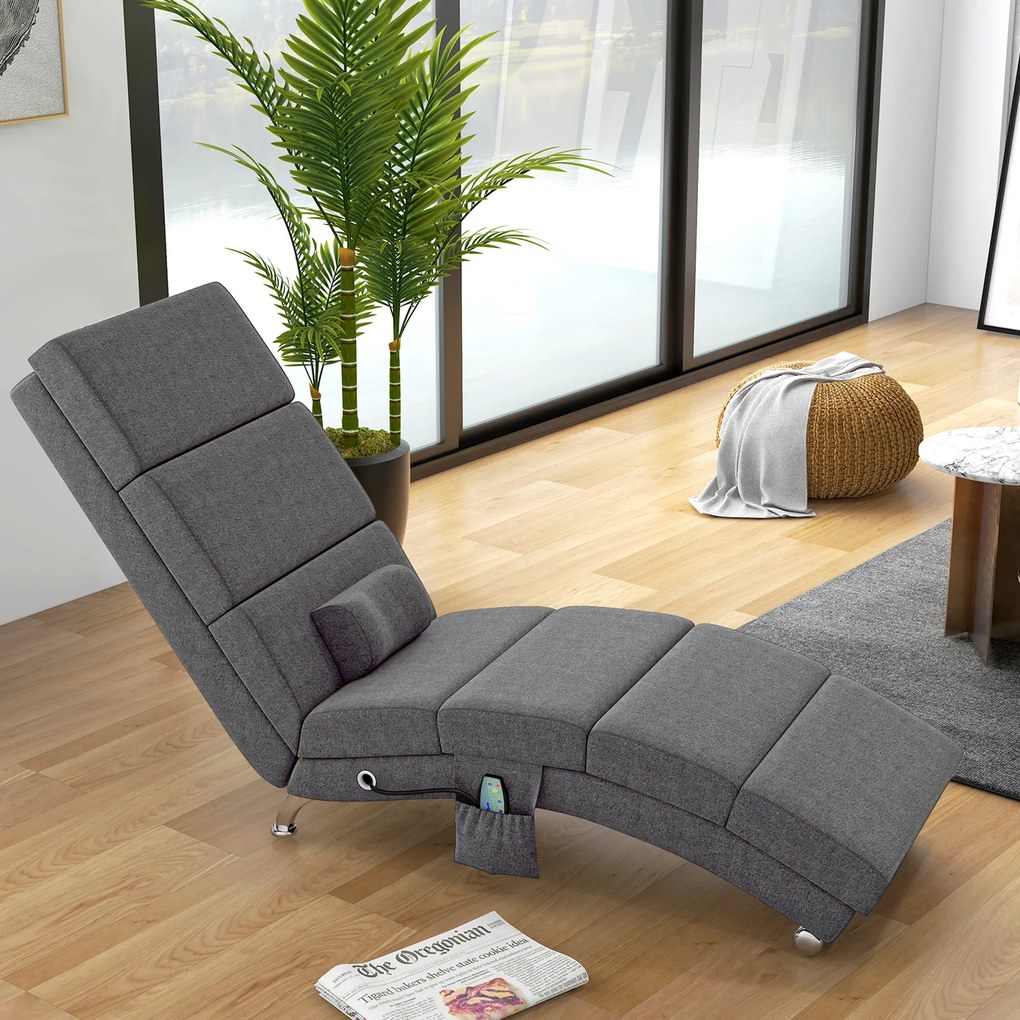 HOMCOM polohovací křeslo s masážní funkcí elektrické lounge křeslo masážní křeslo s vysokým opěradlem, dálkové ovládání, skládací TV křeslo s 5 režim…