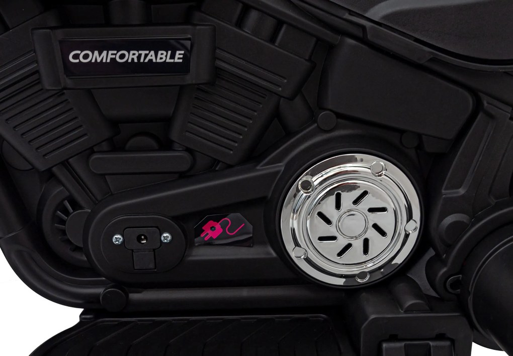 Ramiz Elektrická motorka Chopper FASTER pro děti bílá + FM rádio + audio panel + LED