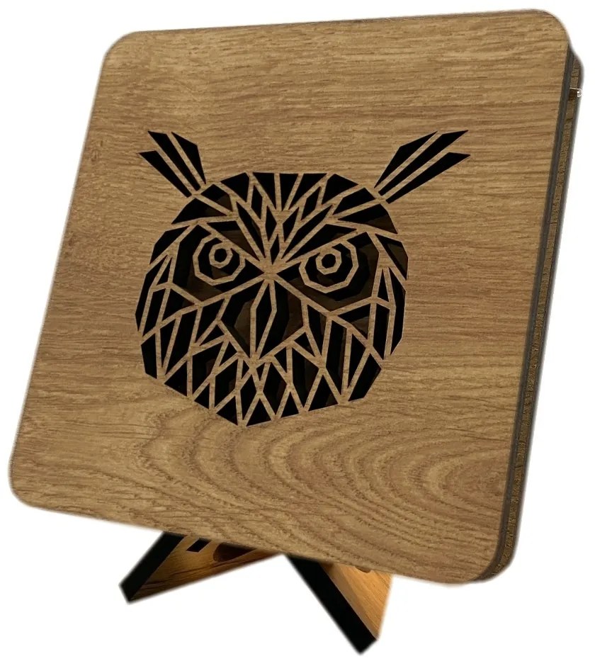 Li-Go "Hlava sovy" lampa 19x19cm provedení povrchu: dub světlý