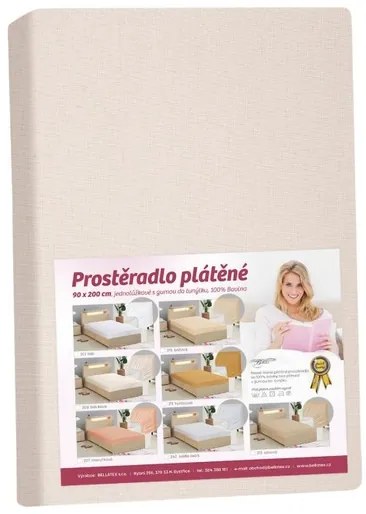 Bellatex Prostěradlo plátěné s gumou 90x200 cm Káva bílá