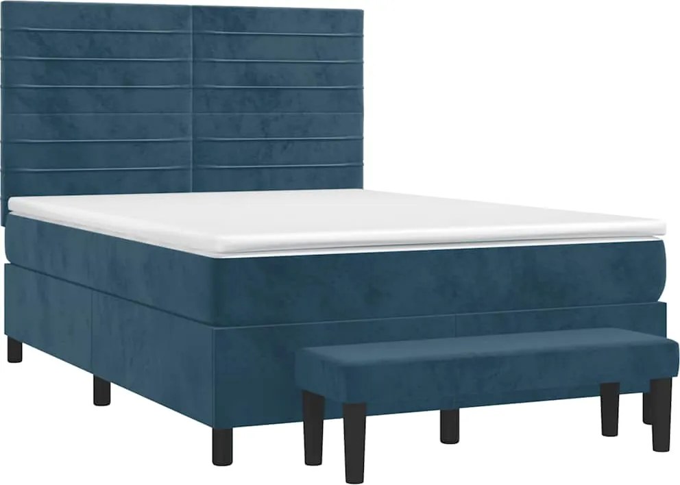 Box spring postel s matrací tmavě modrá 140x200 cm samet 3137909