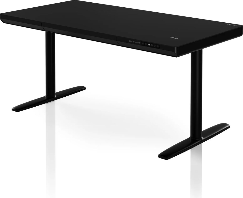 Elektrický psací stůl sit-stand se zásuvkou a bezdrátovou nabíječkou Qi černý, 1400 mm: ELLIS
