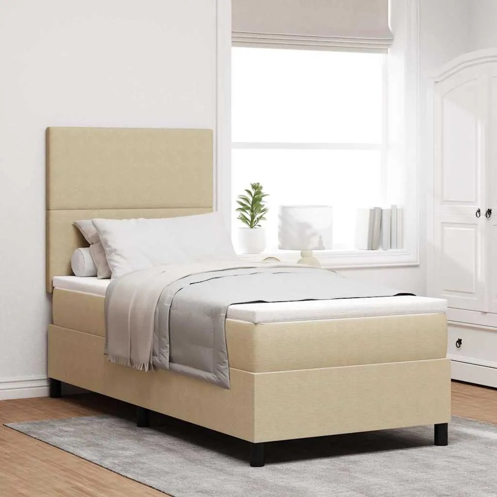 Postel s boxspringem s čelo Světle šedá a bílá 80 x 200 cm 3337534