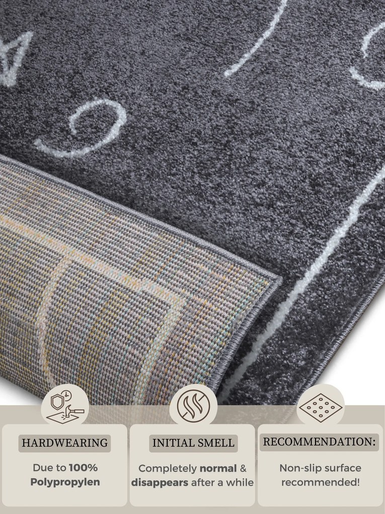 Hanse Home, Dětský koberec Adventures 105949 Darkgrey, 160x235, šedá, dětský pokoj
