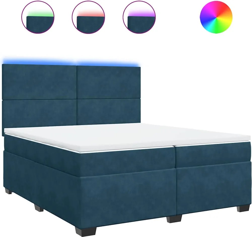 Box spring postel s matrací modrá 200 x 200 cm samet 3293300
