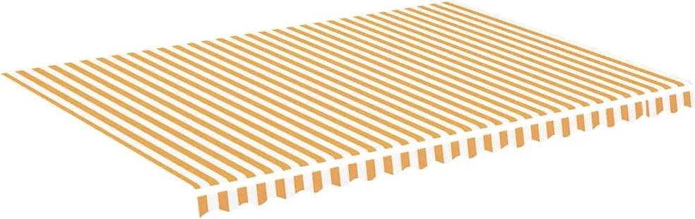 Náhradní plachta na markýzu žlutá a bílá 500 x 350 cm polyesterová 311942