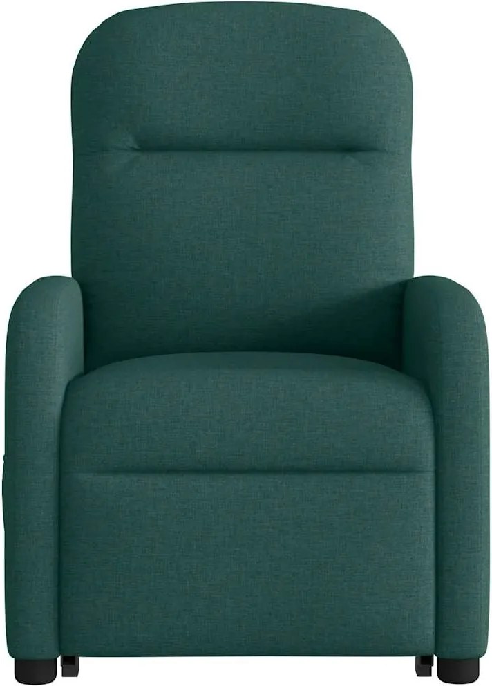 Zvedací masážní polohovací křeslo tmavě zelené textil 3302988