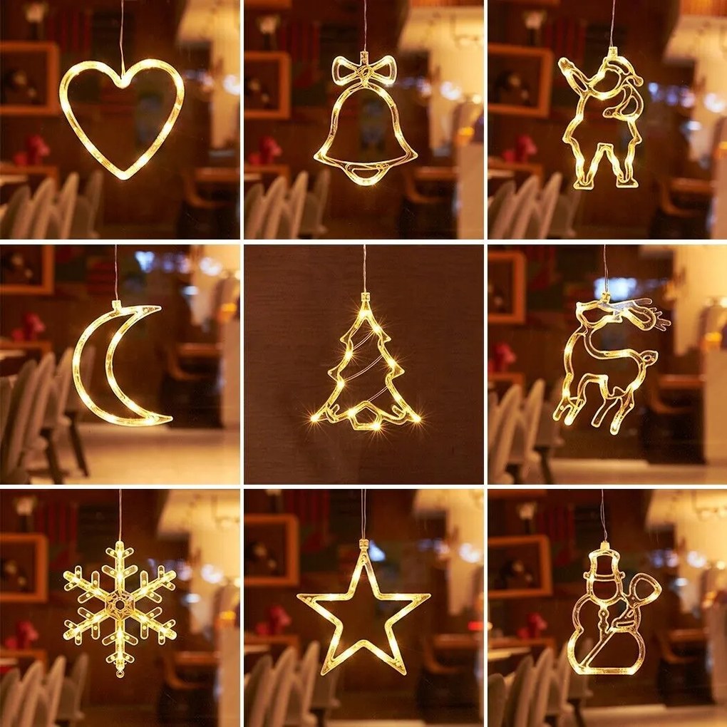 Vánoční  světelná závěsná dekorace do okna, teplá bílá, různé motivy na výběr Motiv: Anděl