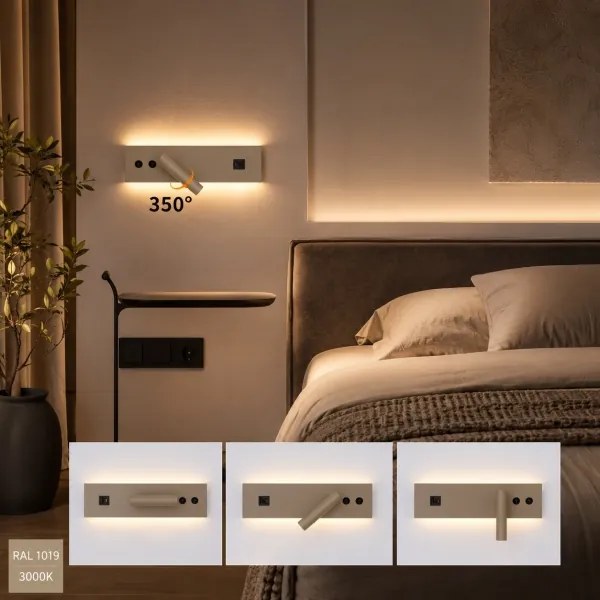 Brilagi-LED Nást. bodové svítidlo s USB portem NOCTIS LED/3W/230V+LED/9W béžová
