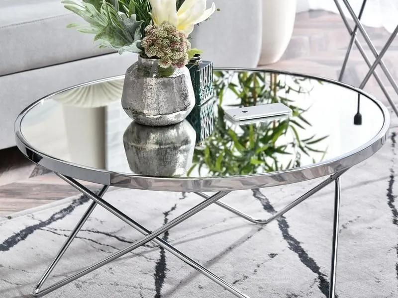 MPT Konferenční stolek Amin XL - stříbrné sklo, chrom