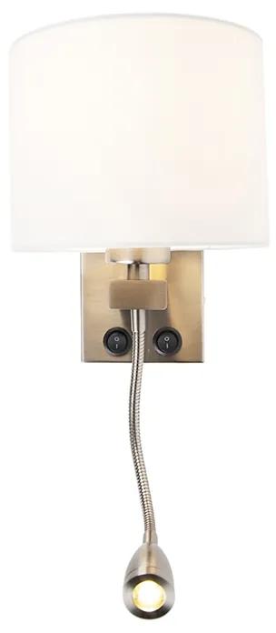 Moderní nástěnná lampa z oceli s bílým stínidlem - Brescia