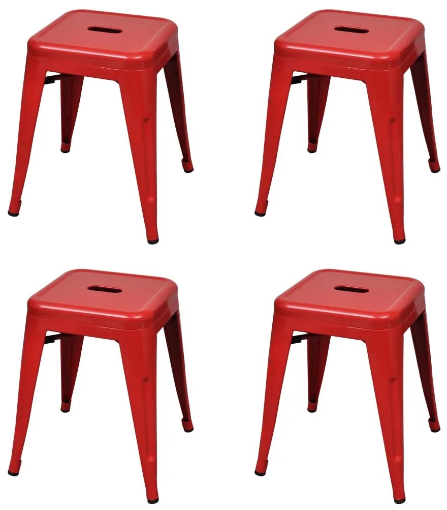 3052648 vidaXL Stohovatelné stoličky 4 ks červené ocel