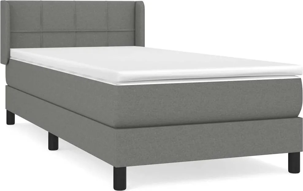 Box spring postel s matrací tmavě šedá 100 x 200 cm textil 3129690