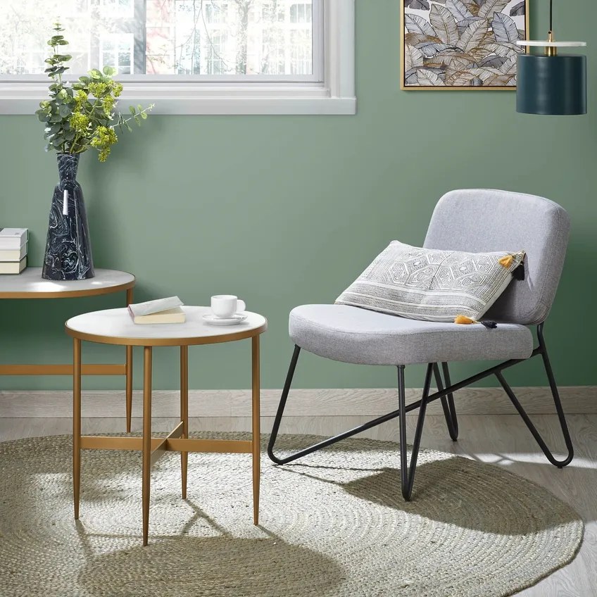 Bílý skleněný odkládací stolek Kave Home Elisenda 50 cm