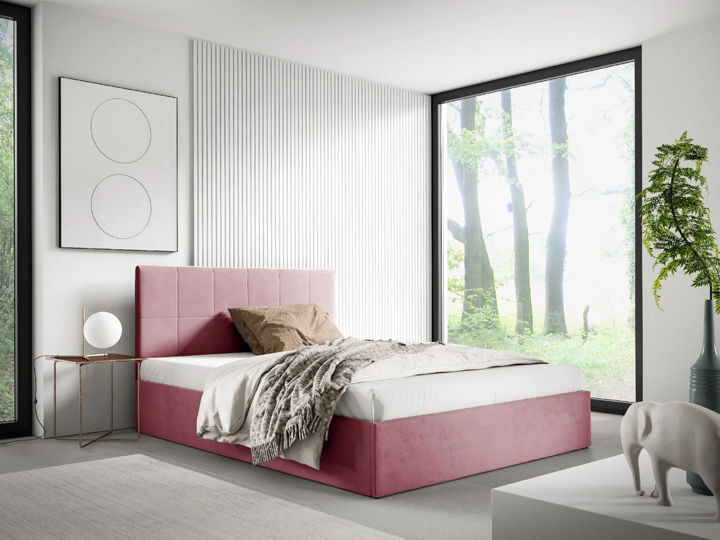 Eka Čalouněná postel SMART 140x200 cm Barva látky Trinity: Světle modrá (Trinity 2322), Úložný prostor: Bez úložného prostoru