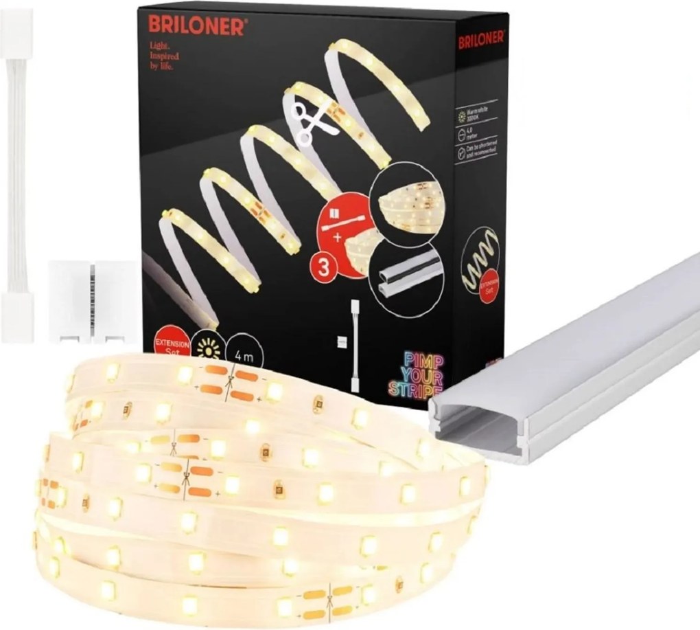 Briloner LED pásek samolepicí teplá bílá, doplňková sada, 4 m