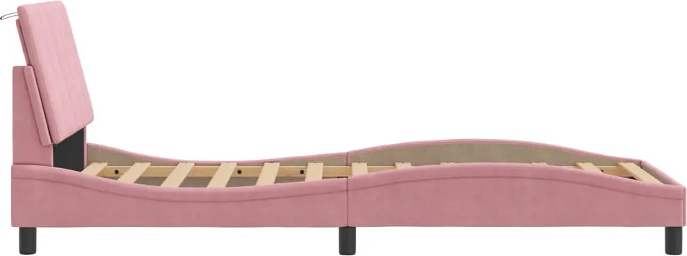 Rám postele s LED osvětlením bez matrace Hanko růžový 80 x 200 cm samet 3213750