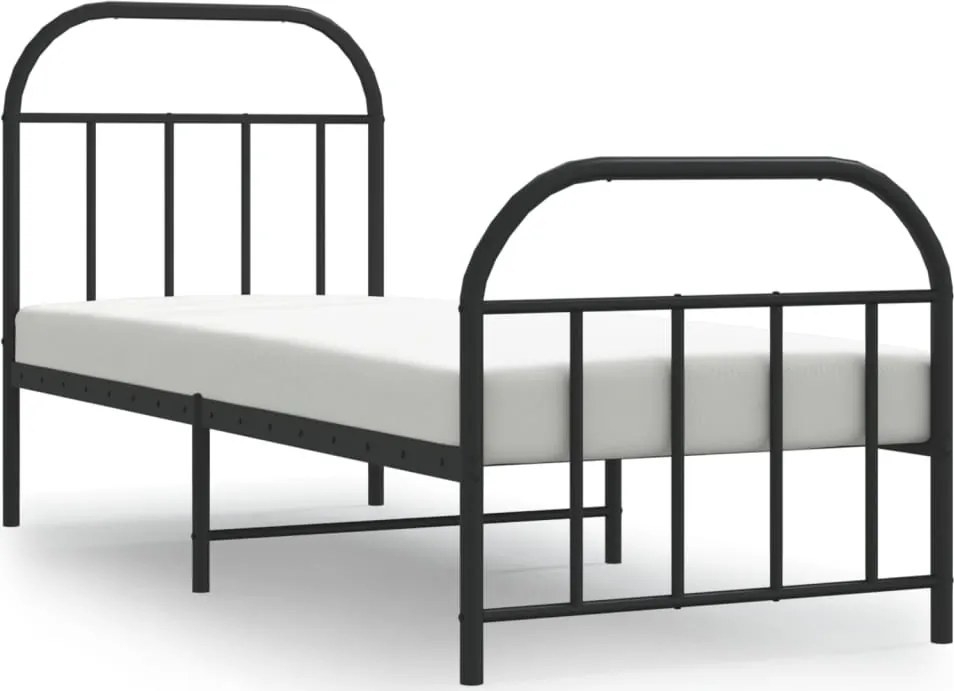 vidaXL Kovový rám postele s hlavovým a nožním čelem 75 x 190 cm [353643] Barva: Bílá