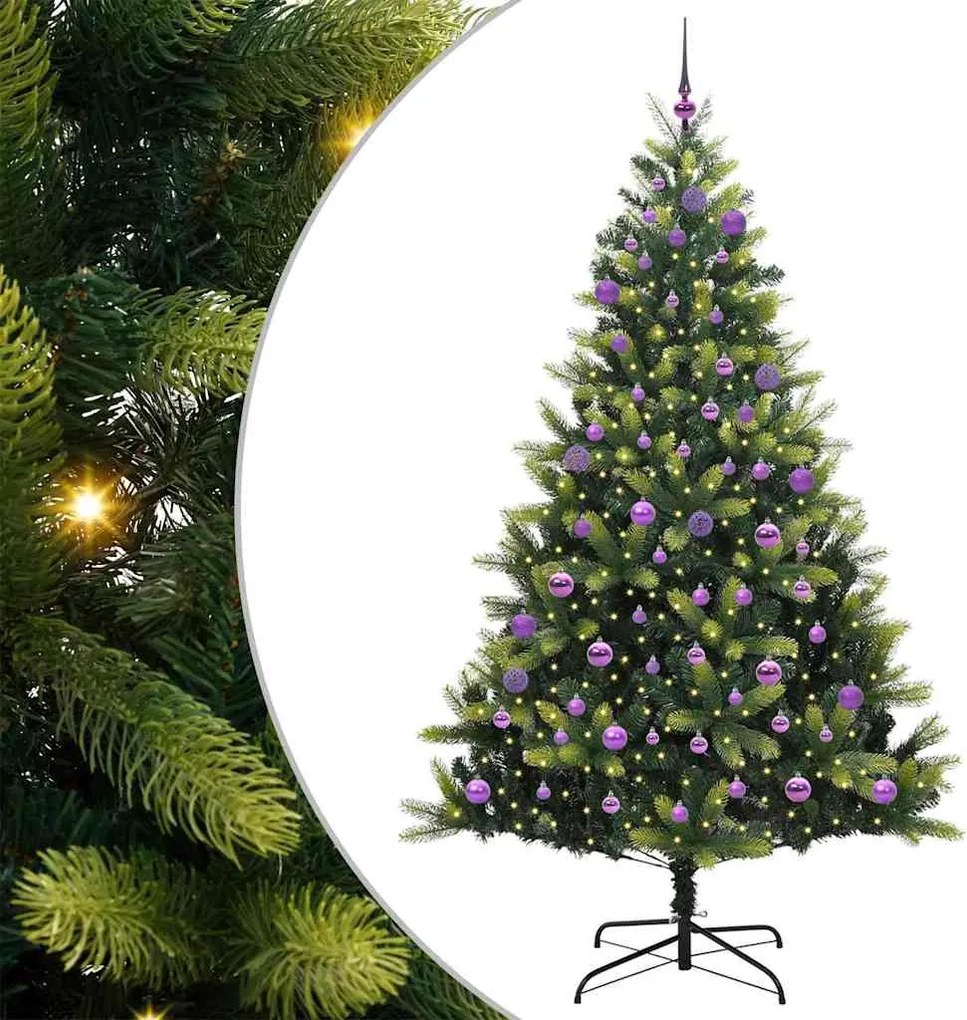Umělý skládací vánoční stromeček 300 LED Zelená 240 cm PVC a PE 3396015