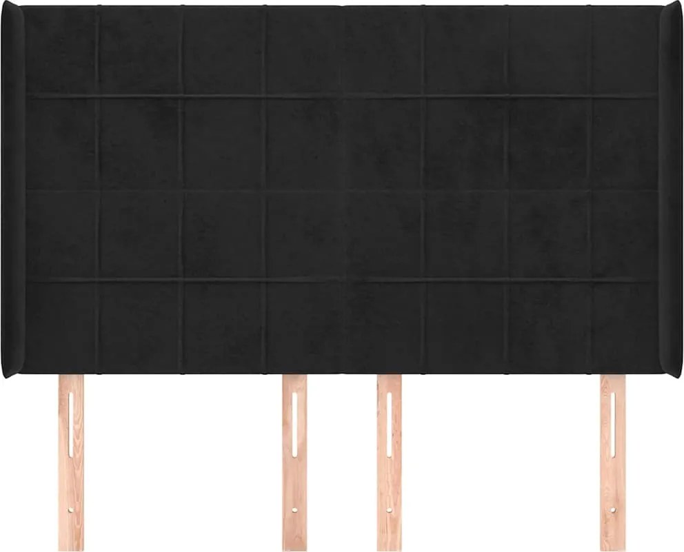 Čelo postele typu ušák černé 147x16x118/128 cm samet 3119630