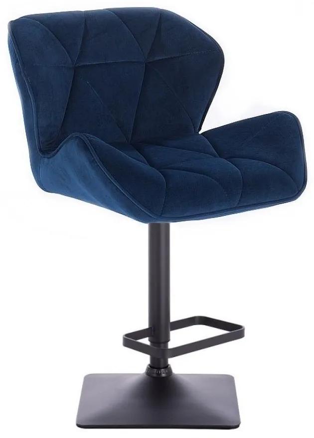 LuxuryForm Barová židle MILANO VELUR na černé podstavě - modrá