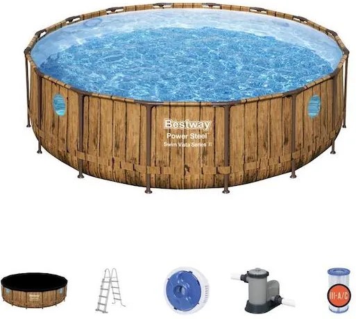Výrobce: Bestway Bazén Bestway Power Steel, Vista Series, 56725, filtr, pumpa, žebřík, prostěradlo, dávkovač, 4,88x1,22 m 8050187