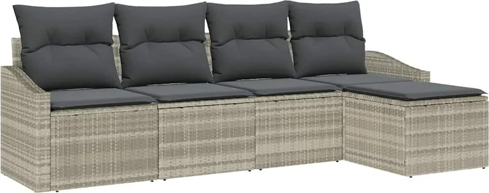 Set pohovek 5 ks Světle šedá polyratan 3355351