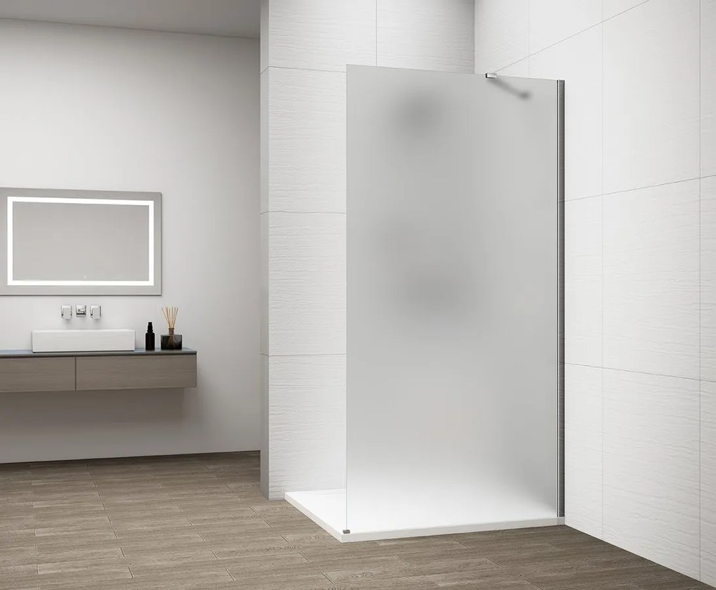 Polysan Esca Chrome sprchová zástěna 100 x 210 cm jednodílná k instalaci ke stěně aluchrom sklo matné ES1110-01