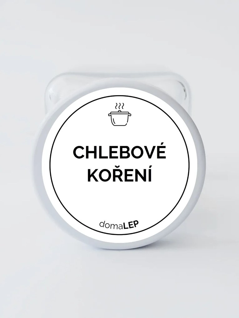 Samolepka na kořenky CHLEBOVÉ KOŘENÍ bílá 5 cm tučné písmo