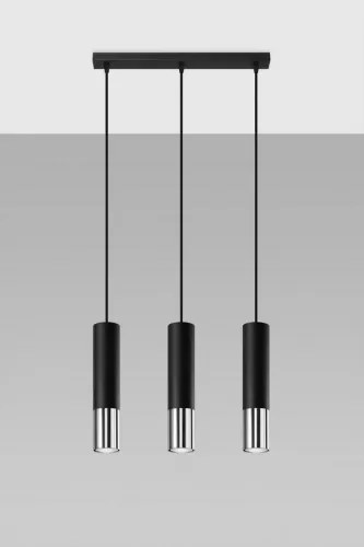 Lustr SOLLUX Loopez 3l GU10 3x40W bez zdroje SL.0942 černá/chrom
